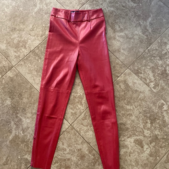 Zara | Pants & Jumpsuits | Zara Red Leather Pants Size S | Poshmark